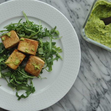Baked Tofu & Avocado Sauce - Veggiecurean